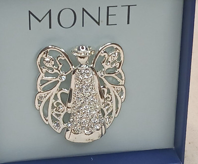 Vintage Monet Angel Silver Tone Brooch Pin rare NIB | eBay
