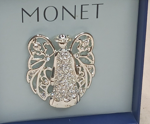 Vintage Monet Angel Silver Tone Brooch Pin rare NIB | eBay