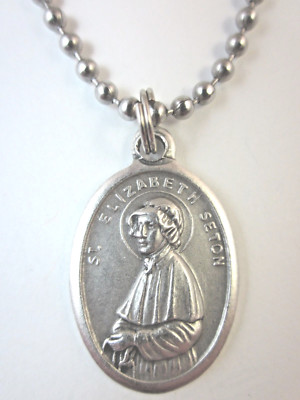 St Elizabeth Ann Seton Medal Italy Necklace 24" Ball Chain Gift Box ...