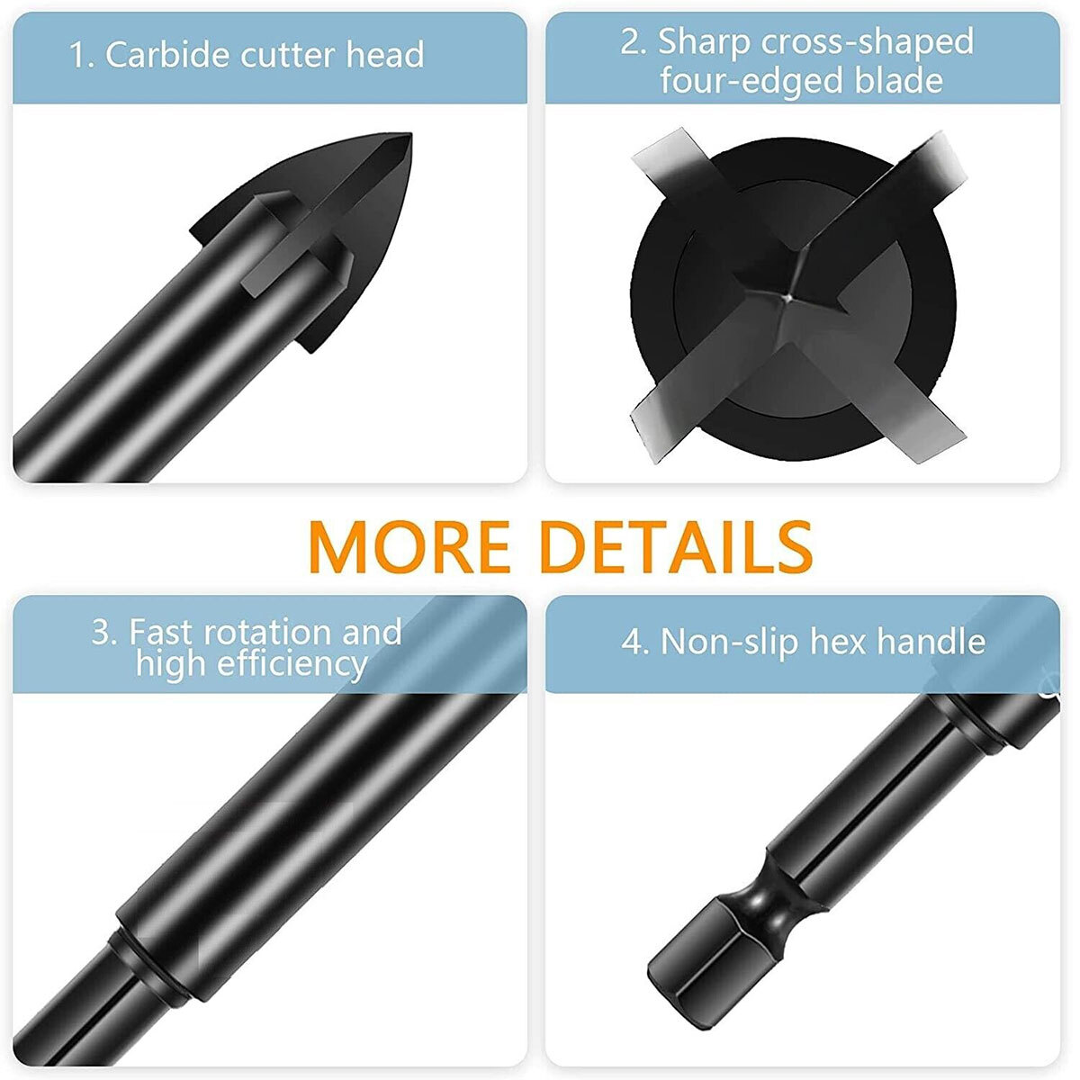 10Pcs Tile Porcelain Drill Bit 6mm Alloy Drill Bits Durable Full ...