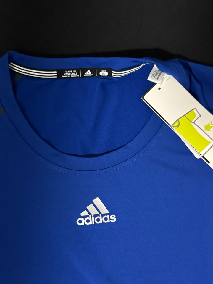 Adidas Raglan Tee Shirt Mens XL Blue Fitted Training Athletic Ultra ...