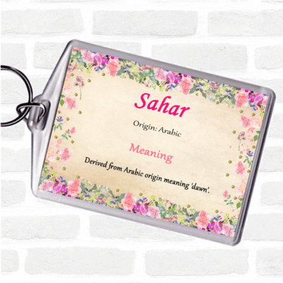 Sahar Name Meaning Bag Tag Keychain Keyring Floral | eBay UK