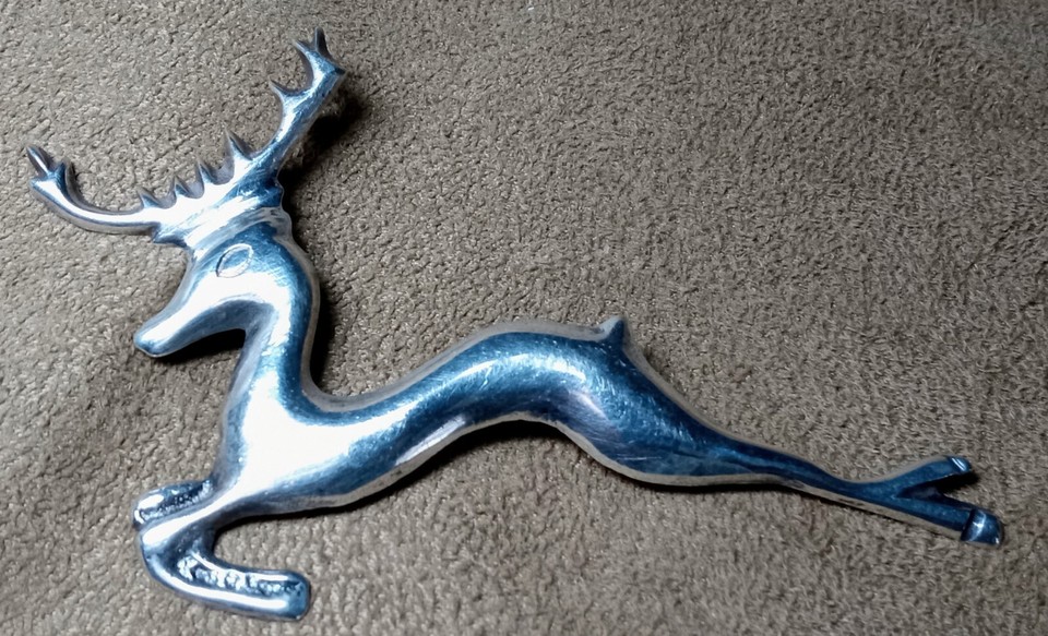 VINTAGE TAXCO MEXICO * 925 STERLING SILVER LEAPING STAG DEER REINDEER ...