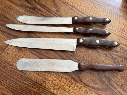 LOT 4 Vintage CUTCO Butcher Chef Spreader Wood handled Knives | eBay