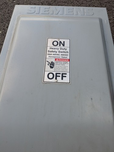HNF364-SIEMENS-SAFETY SWITCH, 3P,NON-FUSIBLE, 200A, 600V, NEMA 1 INDOOR ...