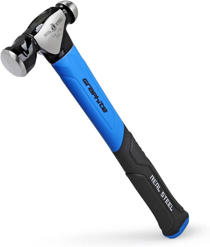 Ball Peen Hammer 16Oz, Metalworking Tool Forged Steel Head Ball Pein ...