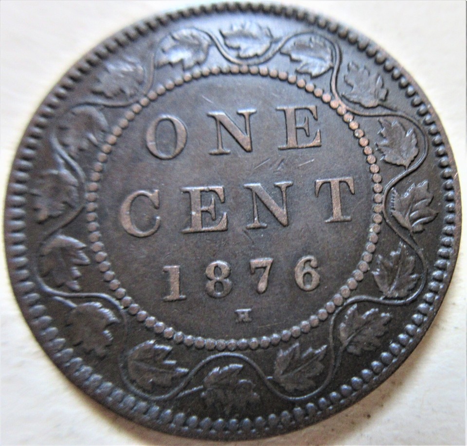 1876 Canada Large Cent Coin. VF BETTER GRADE PENNY Victoria 1p 1c (CR ...