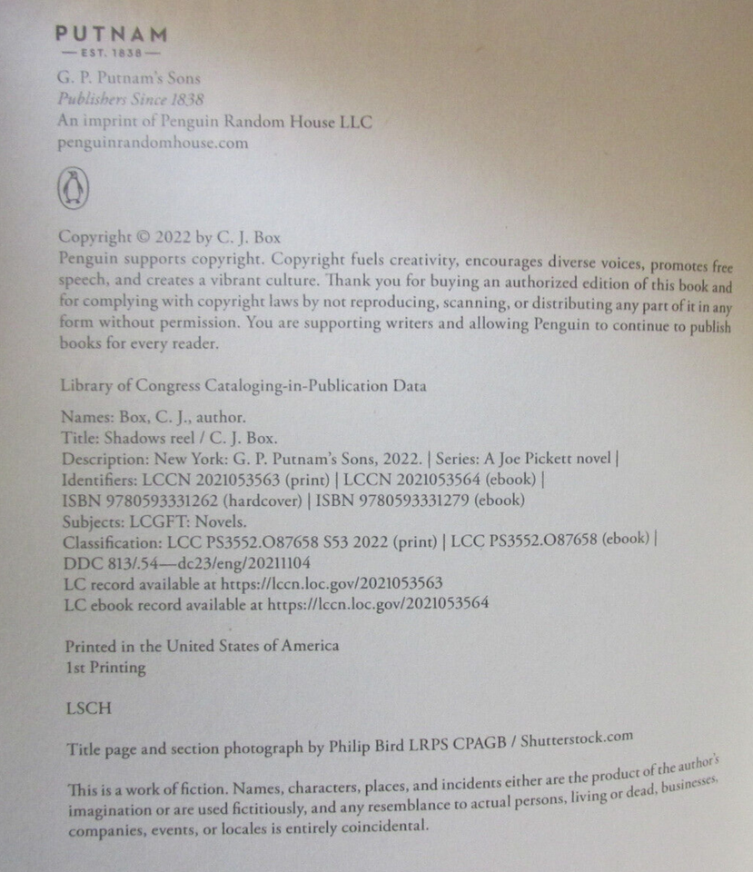 Shadows Reel by C.J. Box | Hardcover, Signed 1st Ed 1st Printing | eBay