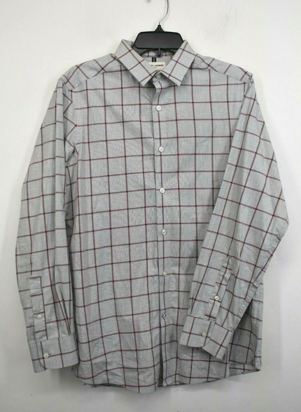 Crosby & Howard Men Red Graph Check Long Sleeve Stret… - Gem