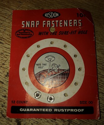 Risdon Snap Fasteners 2/12 Count Size 00 Rustproof 1950s-60s | eBay