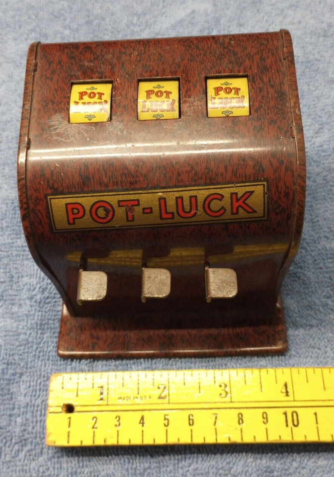 Vintage Tin Pot Luck Slot Machine Toy Karson Mfg. Co. - Works | eBay
