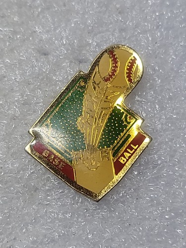 Baseball Home Run Diamon Enamel Lapel Pin Single Post Clutch Back Gold ...