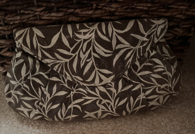 Lauren Merkin Brown & Cream Leaf Print Flap Clutch Handbag | eBay