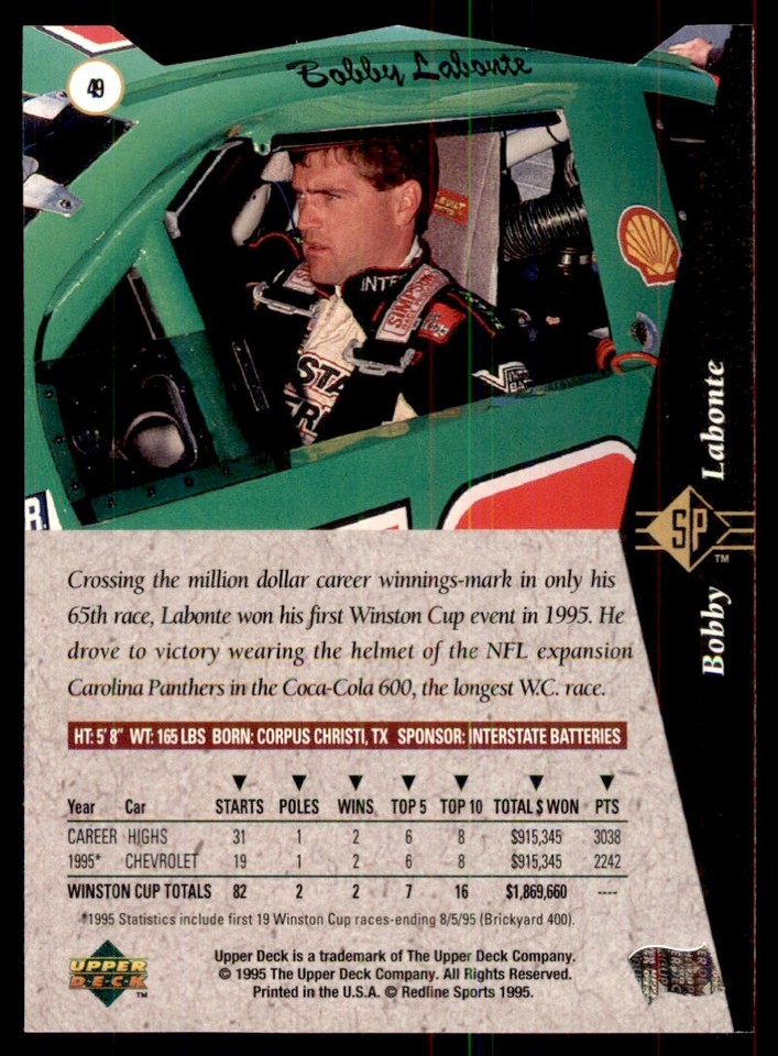 1996 Upper deck SP Bobby Labonte #49 | eBay