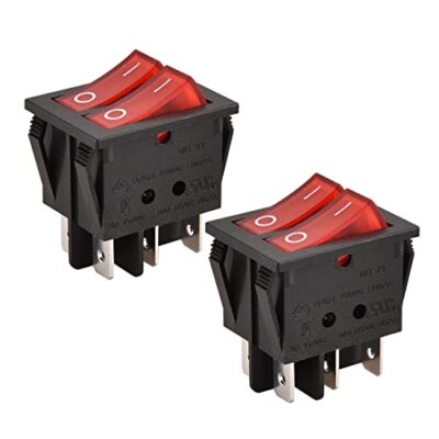 Rocker Switches 2-Pack SPST - 16A 250VAC With Red Indicator Lights Dual ...