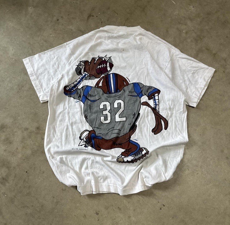 Vintage 90s 1994 Looney Tunes Taz Football Aop Breakthrough Shirt Size ...