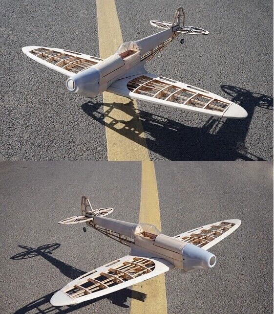 WWII British Spitfire Fighter Unassembled RC Model Balsa Wood Aircraft ...