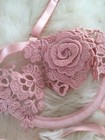NEW! 2 PIECE SET Petal Pink Bralette Sexy Lingerie Rose Appliqué ...
