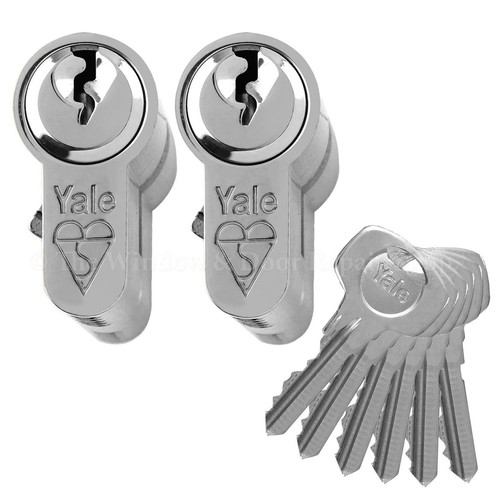 Yale Keyed Alike Anti Bump Euro Cylinder uPVC Door Lock Pair of Barrels ...
