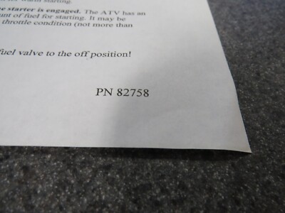 Vintage Manco ATV Starting Procedure Instructions Sheet 82758 | eBay