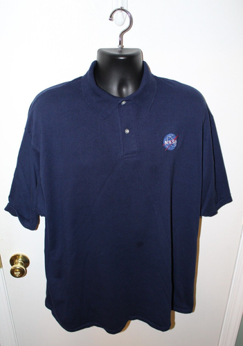 NASA Jerzees Polo Shirt Men's 2XL Embroidered Logo Dark Blue | eBay