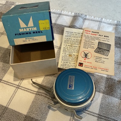 Vintage Martin Automatic Mohawk Fishing Reel BLUE Model 8A w/ Box USA ...