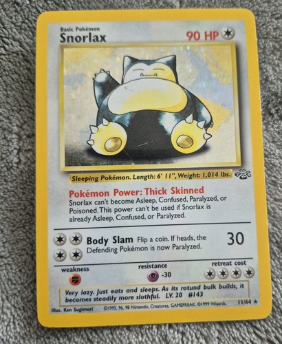 Snorlax Jungle Base Series No. 143 Rare Holo Excellent Japanese Pokemon ...