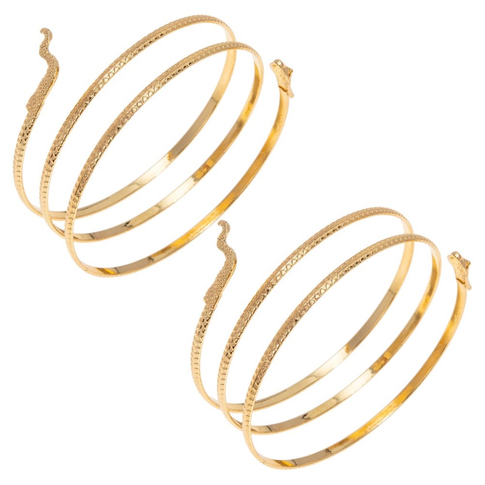 2 Pcs Upper Arm Cuff Jewelry Adjustable Coil Wrap Metal Bracelet | eBay ...