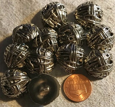 12 Domed Shiny Silver Tone Plastic Shank Buttons 13/16" 20mm # 4876 | eBay