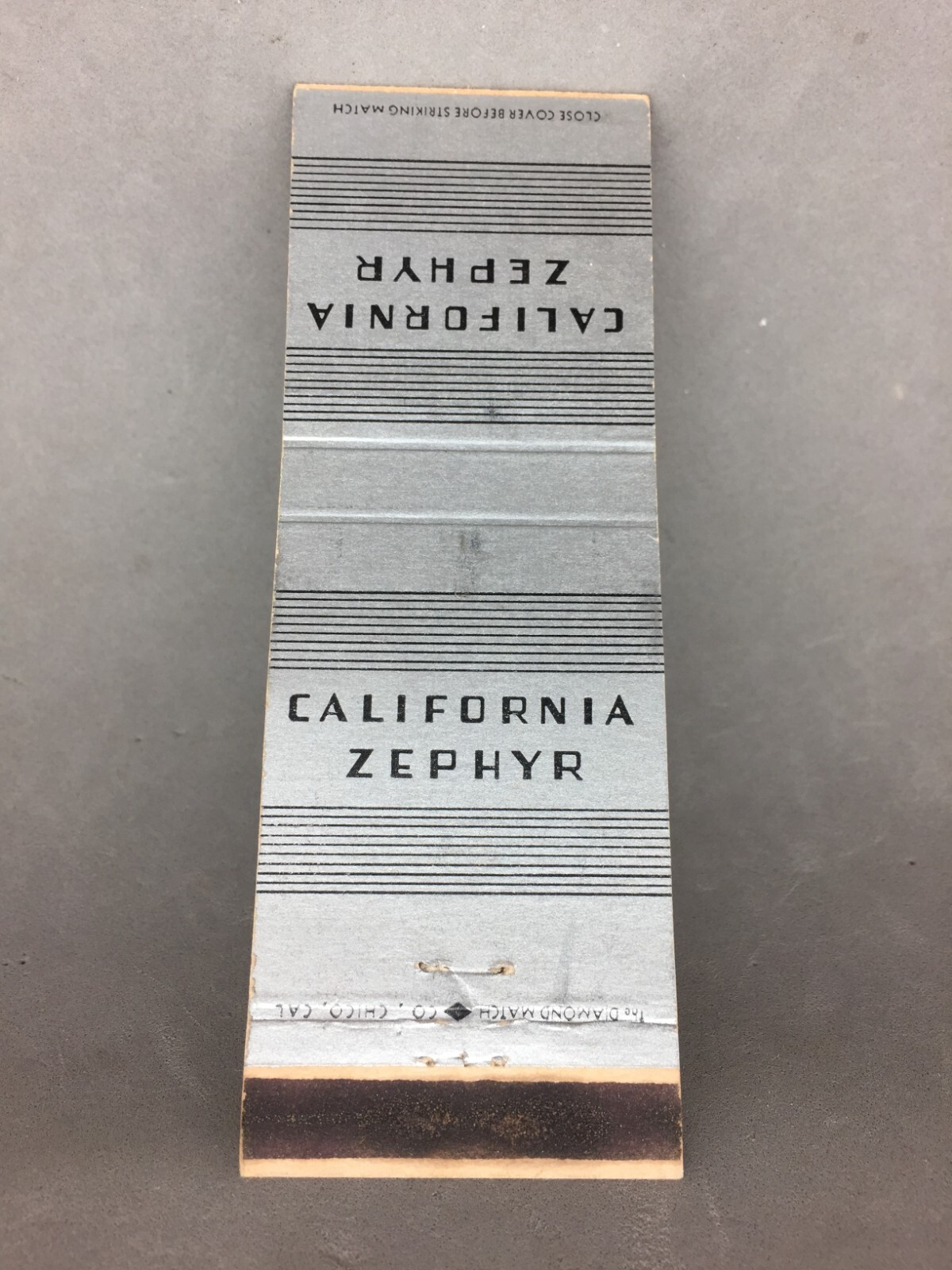 Matchbook Flat Cover Train Railroad California Zephyr Passenger Silver ...