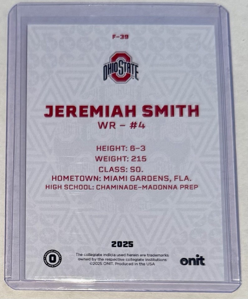 Jeremiah Smith 2025 Onit Athlete Fusion Premium Ohio State Buckeyes ...