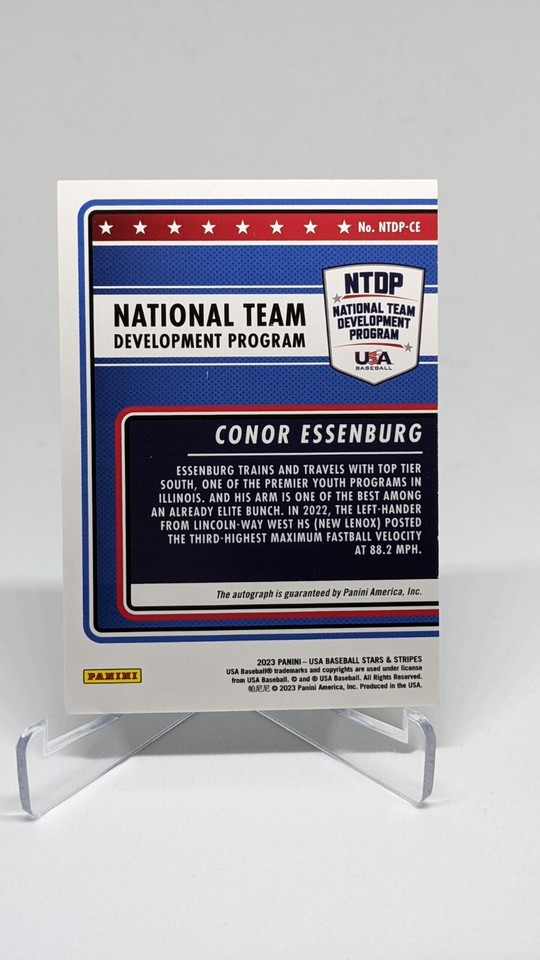 2023 Panini Stars & Stripes USA Baseball Conor Essenburg Blue Auto No ...
