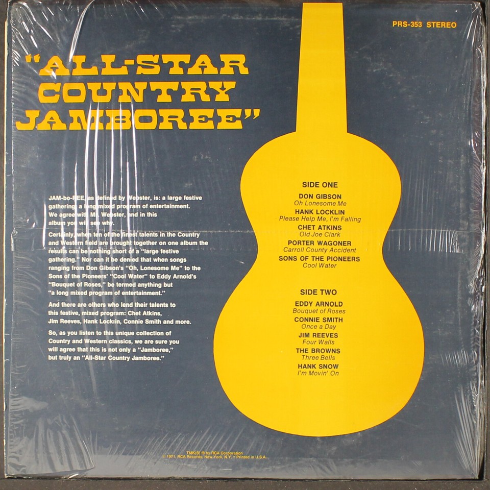 VARIOUS: all star country jamboree RCA 12" LP 33 RPM | eBay