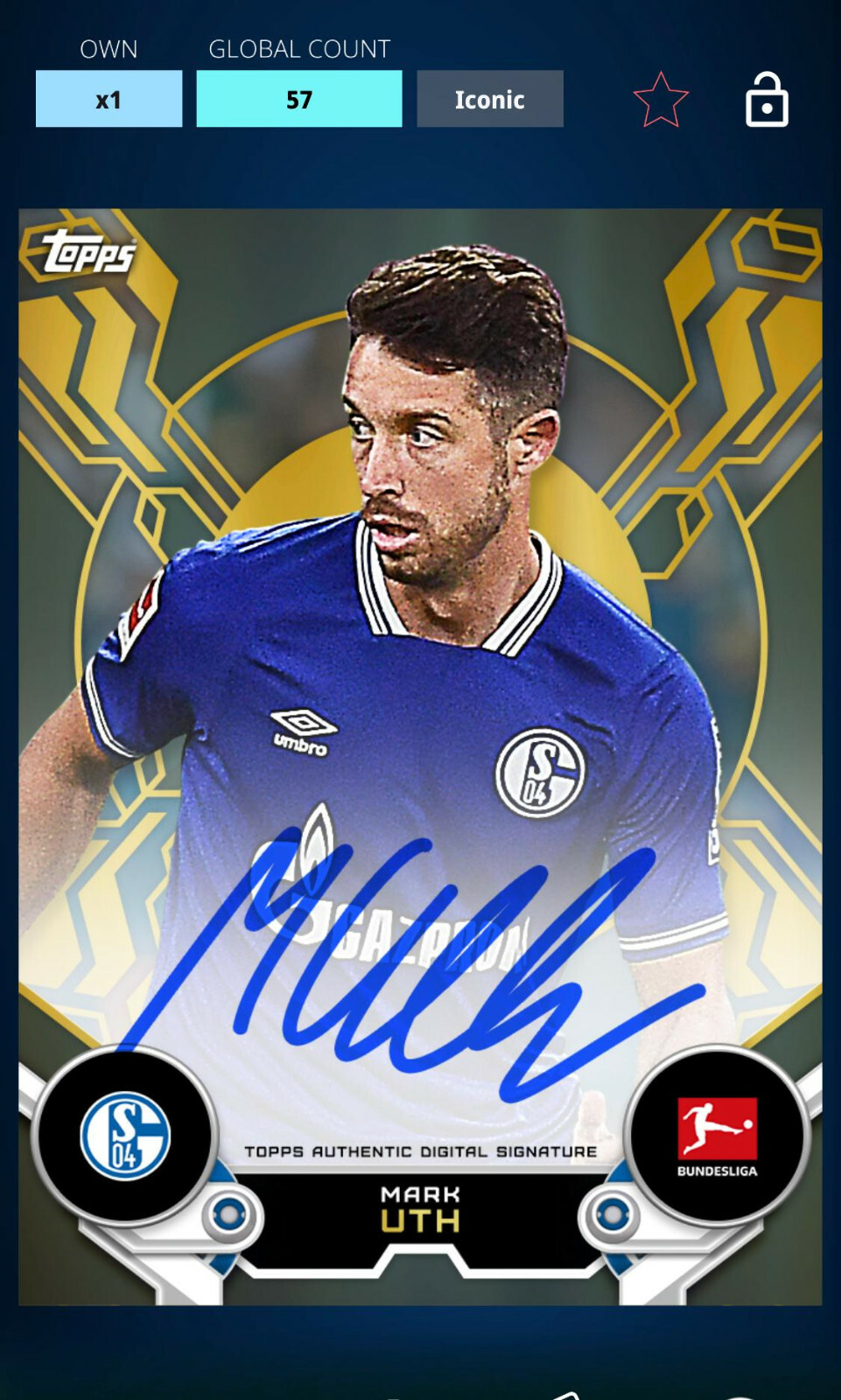 Topps Kick Digital Mark Uth - Signature Gold Auto Iconic Card - 57cc | eBay