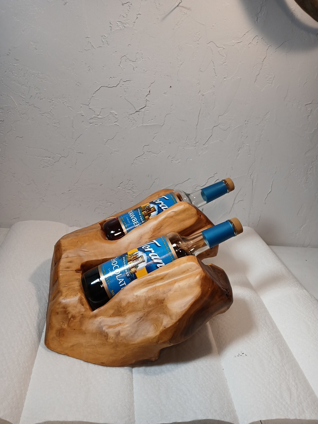 Solid Hand Made Wooden Wood Wine 2 Bottle Rack by Sticks N Stones | eBay