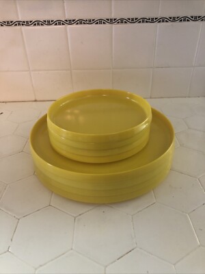 Lot 8 Oblique By PMC Yellow Melamine Plates Mid Century Modern H3 H7 | eBay