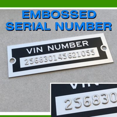 EMBOSSED STAMPED DATA TAG PLATE SERIAL FORD CHEVY DODGE PLYMOUTH OTHERS ...