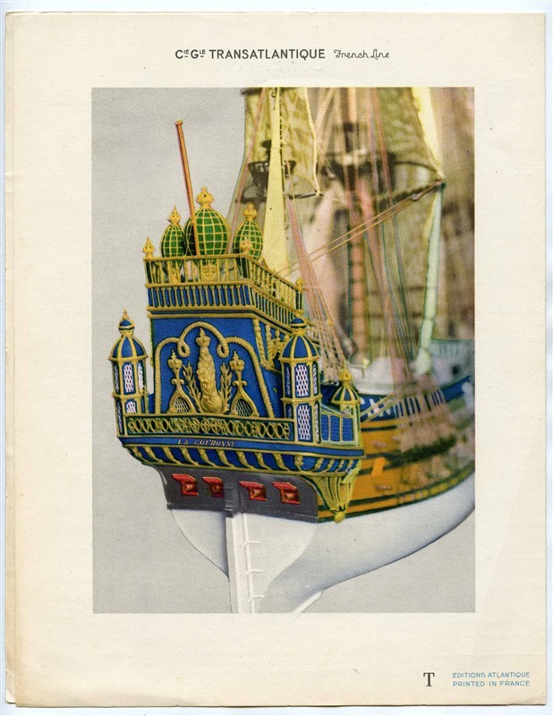 French Line Transatlantique Menu M S Lafayette 1936 La Couronne | eBay