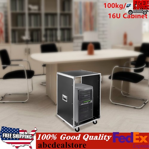 16U Cabinet Rolling Network Rack Audio Studio Video Telecom Equipment ...