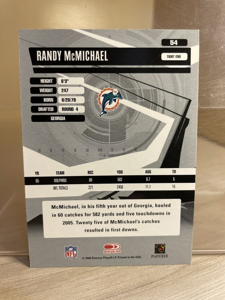 Randy McMichael Dolphins 2006 Donruss Elite #54 | eBay
