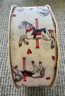 Vintage WFR Ribbon Carousel Horses And Hearts Ribbon Bow Making Craft ...