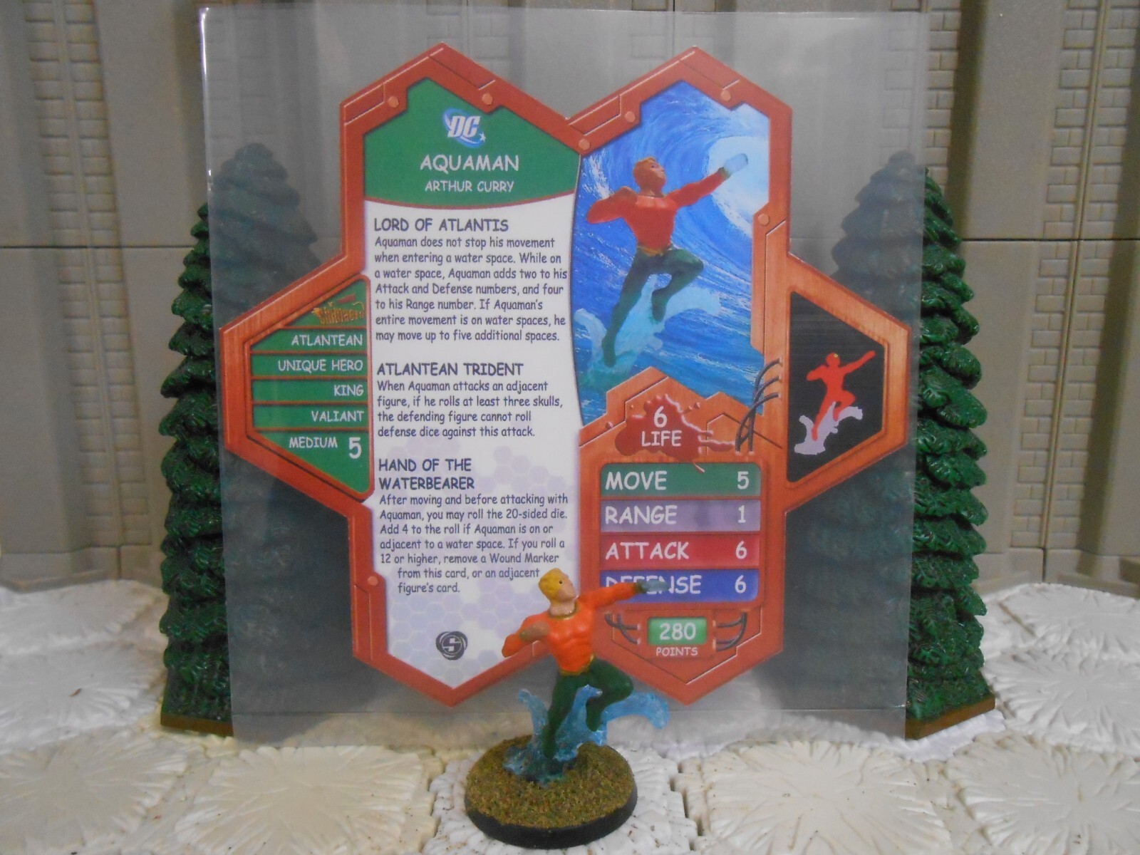 Heroscape Custom Aquaman O Dbl Sided Card & Fig w/ sleeve DC Justice ...