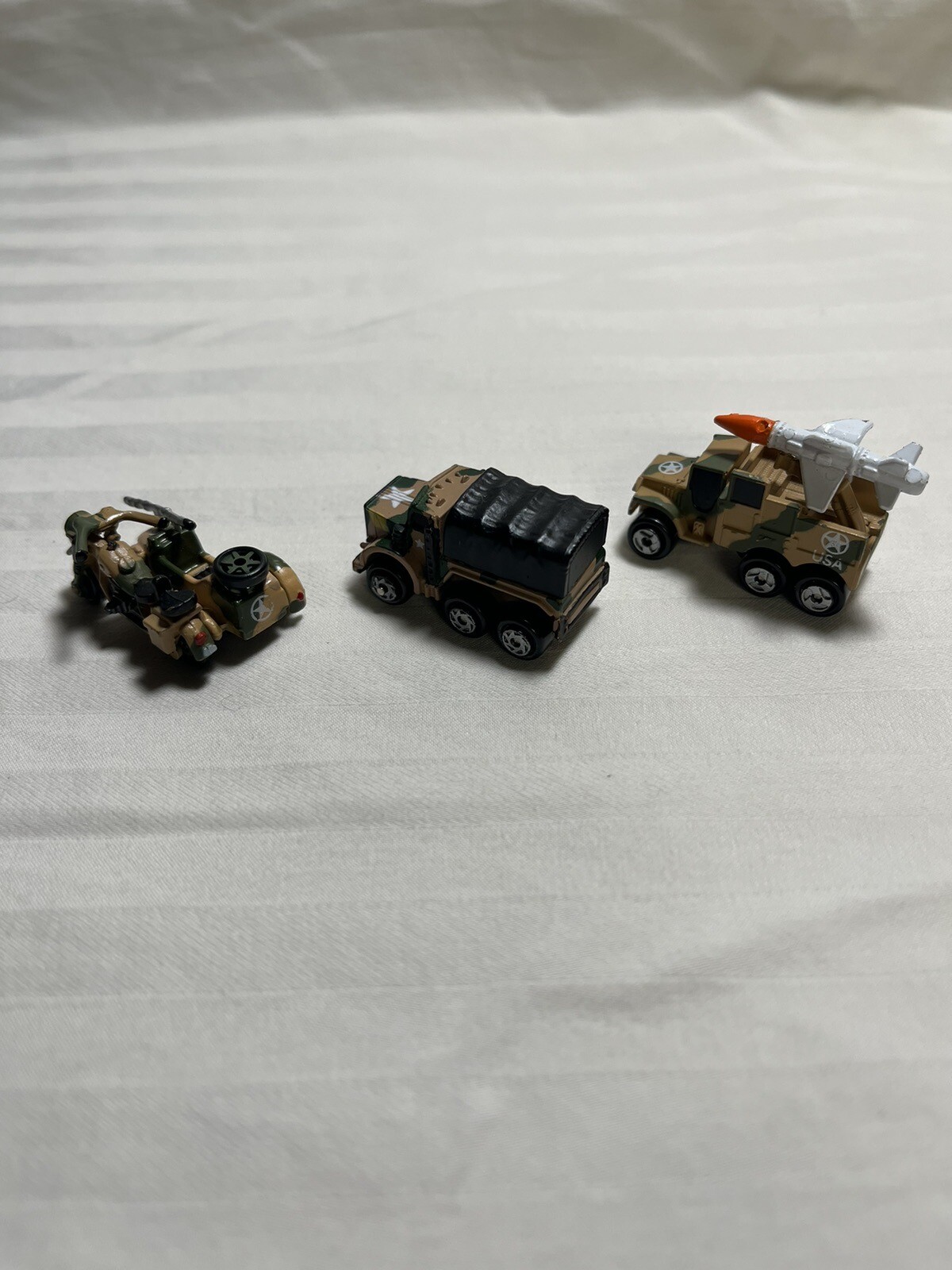 Micro Machine Military Lot of 3, Motorcycle, Troop Truck, Missile Truck ...