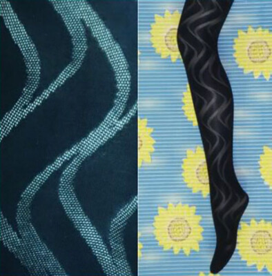 Original Fancy Opaque Tights with Wavy Lines in Fine Fishnet Sexy ...