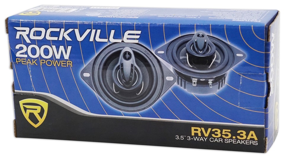 Pair Rockville RV35.3A 3.5" 3-Way Car Speakers 200 Watts/60 Watts RMS ...