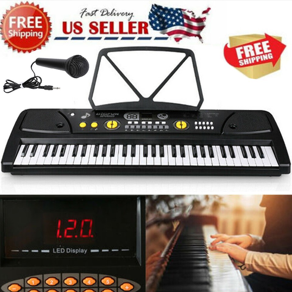 61 Key Music Electronic Keyboard Electric Digital Piano Organ w/ Stand ...