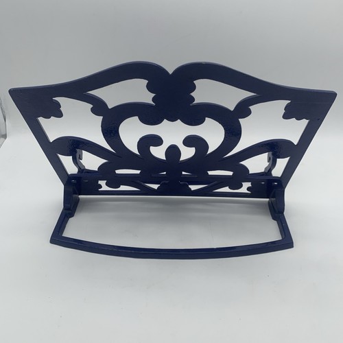 Cast Wrought Iron Blue Enamel Cookbook Recipe Stand Tablet Holder ...