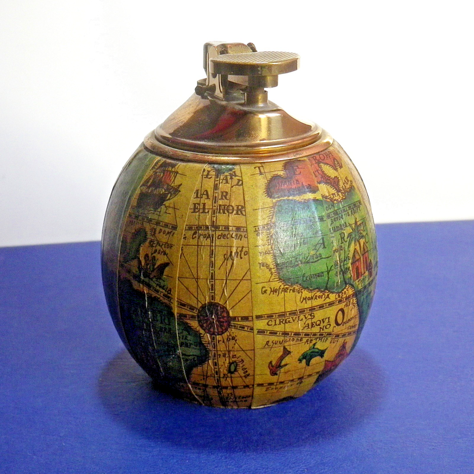 VINTAGE TABLE LIGHTER with OLD WORLD MAP DESIGN Made in Japan | eBay UK