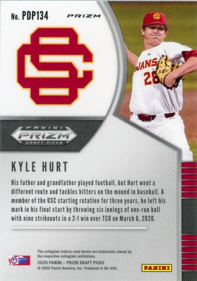 2020 Panini Prizm Draft Picks Baseball Green Pulsar Kyle Hurt USC ...