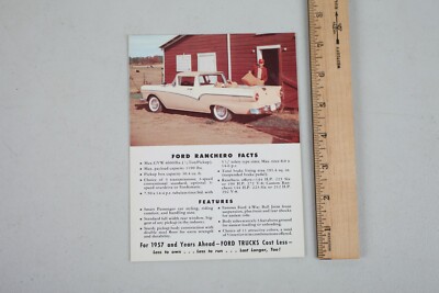Vintage 1957 Ford Ranchero Facts Mailer Cardboard Advertising Display ...